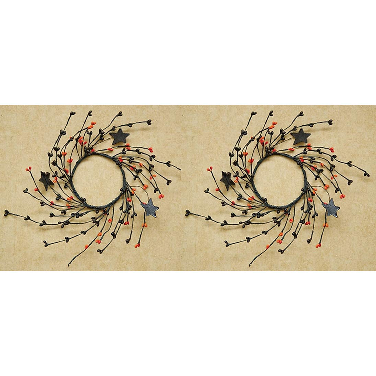 Halloween Mix Candle Ring Orange Black with Stars | 2 Pc | 4 inch Pip Berry