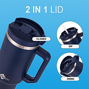 Liveaze 40 OZ/1200 ML Stainless Steel Vacuum Insulated Tumbler With 2 In 1 Lid, Straw & Brush | For Hot & Cold Drinks (Water, Coffee, Iced Tea, Smoothies & Other Drinks) Cupholder Friendly