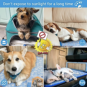 Rywell Upgrade Self-Cooling Mat for Dogs Extra Large, 44'' x 32'' - Endothermic Color Changing Arc-Chill Cooling Fiber - Washable Non-Toxic Summer Pet Outdoor Bed, Non-Slip&Foldable