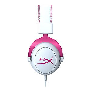 HyperX Cloud II - Gaming Headset, 7.1 Virtual Surround Sound, Memory Foam Ear Pads, Durable Aluminum Frame, Detachable Microphone, Works with PC, PS5, PS4 – White/Pink