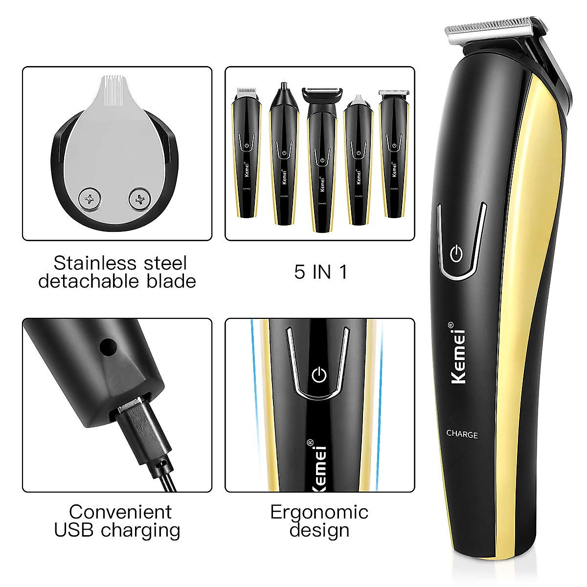 slopehill Beard Trimmer for Men, Cordless Hair Clippers Mustache Trimmer Multi-Functional Grooming Kit for Nose Ear Hair Trimmers Body Groomer All in One USB Rechargeable Waterproof
