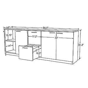 Zuri Furniture Reagan Modern Polished Cabinet Credenza - Black