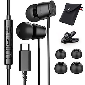 Gsangoo USB C Headphones with Microphone for Samsung Galaxy S22 S23 Ultra A53 S21 S20 FE Earbuds in-Ear Stereo Noise Isolation Wired Type C Earphones for Google Pixel 7 Pro 6a iPad Pro OnePlus 10 Pro