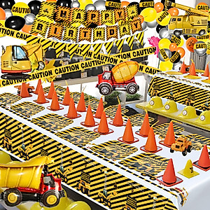 235 Pack Construction Birthday Party Supplies Dump Truck Construction Birthday Decorations Construction Party Plates Construction Birthday Tablecloth Cups Napkins Construction Foil Balloons Serves 20