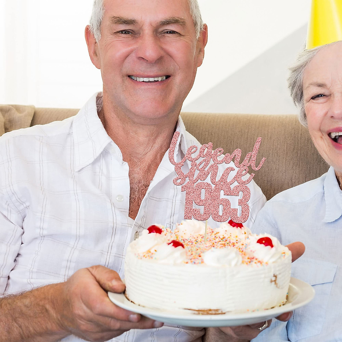 Gyufise 1 Pack Legend Since 1963 Cake Topper Rose Gold 60th Birthday Happy Birthday Cake Decoration Cheers to 60 Years for 60th Birthday Wedding Anniversary Party Decoration Supplies