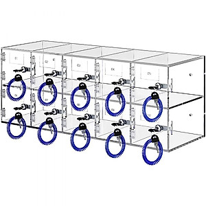 WACTO Acrylic Wall-Mounted Cell Phone Storage Locker with 10 Slots, Door Locks and Keys - Ideal for Office, Classroom, Gym - Clear