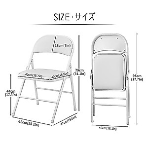 BOOSDEN Folding Chairs 2 Pack, Foldable Chair, Metal Folding Chair, Heavy Duty Folding Chairs with Padded Seats for Outdoor, Indoor, Dining, Party, Off-White