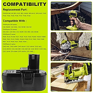 ARyee 2Pack 6000Ah 18V P108 P109 Replacement Battery for Ryobi 18V Cordless Power Tools Lithium-Ion Battery for Ryobi One+ P104 P105 P102 P103 P107