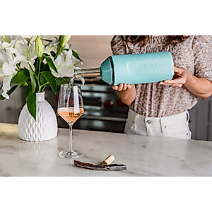 Vinglacé Wine Bottle Chiller- Portable Champagne Insulator- Stainless Steel Wine Cooler Sleeve, Sea Glass