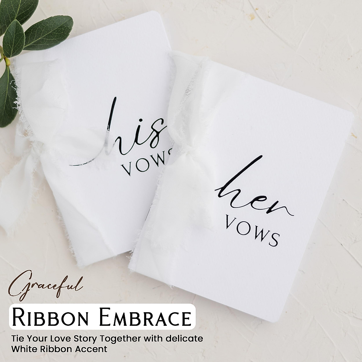 Vow Books - Wedding Vow Books His and Hers | Wedding Vow Books With White Ribbons | His And Her Vows Book| Wedding Journal for Bride-to-Be | His and Hers Gifts | Wedding Day Essentials