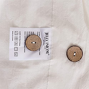 JELLYMONI White 100% Washed Cotton Standard Pillowcases Set, 2 Pack Luxury Soft Breathable Pillow Covers with Button Closure(Pillows are not Included)