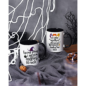 Halloween Coffee Mugs Set of 2 Witch Cup Fall Mugs Coffee Gift Funny Novelty Halloween Tea Cups Farmhouse Autumn Tiered Tray Decorations Present Treat or Trick Couple Halloween