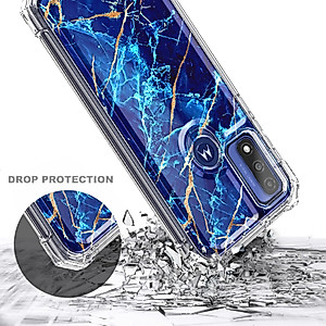 NZND Compatible with Motorola Moto G Go (AT&T XT2163-7 6.5") with [Built-in Screen Protector], Full-Body Protective Shockproof Rugged Bumper Cover Case (Sapphire)
