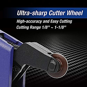 WORKPRO Pipe Cutter, 1/8 to 1-1/8inch Tubing Cutter, Heavy Duty Conduit Cutter for Thin Copper PVC Aluminum Pipes, with Deburring Reamer Ultra-sharp Spare Cutting Wheel