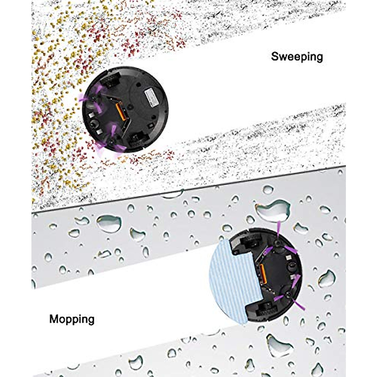 Luby Robot Vacuum Cleaner, Vacuum and Mop Robotic Vacuum Cleaner, Wi-Fi Connectivity, Self-Charging, Super-Thin, Quiet, Cleans for Pet Hair, Hard Floors, Low-Pile Carpets, Black