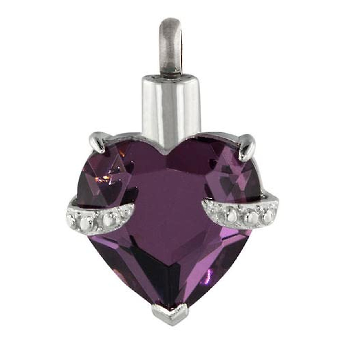 Perfect Memorials Hold My Heart Amethyst Cremation Jewelry - Beautiful Pendant for Loved One/Memorial Urn Necklace for 1 Cu/in of Adult Human Ashes, Lock of Hair, & More/Keep Them Close to Your Heart