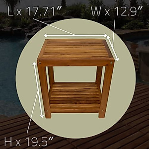 NORDIC STYLE TEAK Wood Shower and Spa Bench with Shelf 18 inch, Indoor and Outdoor Use (Oiled Finish)