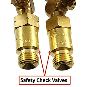 SÜA - Medium Duty Oxy-Fuel Torch with Check Valves, Cutting, Heating and Welding Tips (Acetylene) - Compatible with Victor
