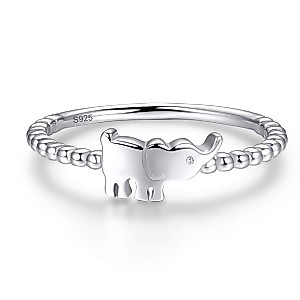 AVECON Women Fashion Rings 925 Sterling Silver Elephant Rings 925 Sterling Silver Animal Rings for Women Comfort Fit Size 7