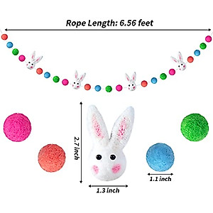 2 Pcs Easter Felt Garland Banner Wool Felt Bunny Ball Garland Hanging Bunting Ornaments Happy Easter Garland Party Decorations for Mantle Fireplace Baby Shower Birthday