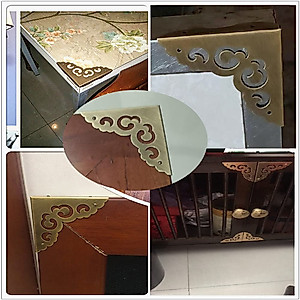 Metal Box Corner Protectors - Hdtyyln Antique Zinc Alloy Decorative Pack of 4 Edge Covers - Enhance Safety and Protect Cabinet/Furniture Corners with Mounting Screws - Stylish and Durable