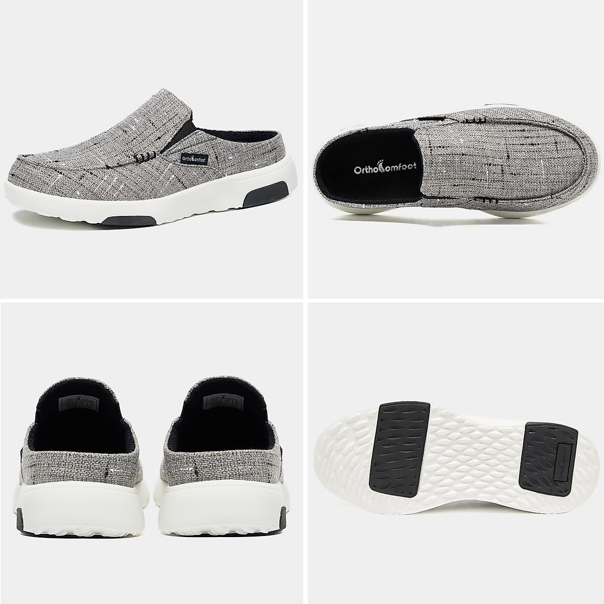 OrthoComfoot Womens Orthopedic Comfy Slippers for Bunion, Arch Support Slip On Shoes, Comfortable Athletic Walking Shoes for Heel and Foot Pain Relief Dark Grey Size 10