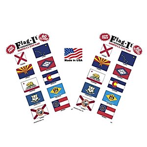Made in The USA! 2 Packs of Flag-It Complete State Sticker Set, 120 Sticker Decals