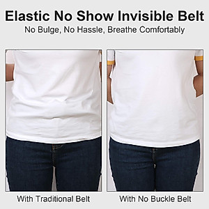 WHIPPY No Buckle Stretch Women Belt for Jeans Pants, Elastic Buckle Free Invisible Belts for Men up to 48 Inches (Coffee, Fit Pants Size 22-29 Inches)