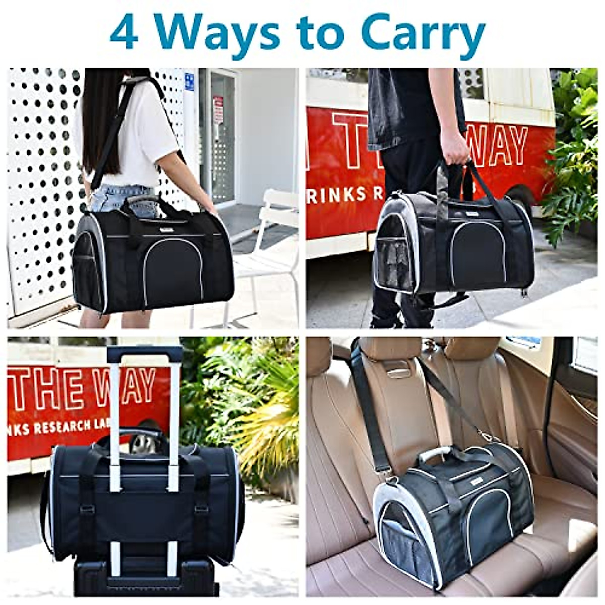 Cat Carrier Airline Approved, NAVREX Pet Travel Carrier with Fleece Pad and ID Tag, Pet Carrier for Medium Cats Under 25, Cat Soft Sided Dog Carrier Top Loading with Breathable Mesh, Gift for Pets