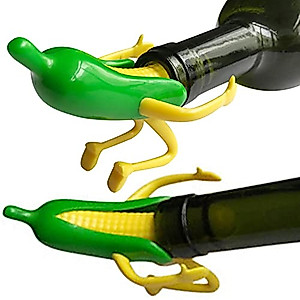 2 Pack Novelty Funny Corn Plastic Wine Bottle Stopper