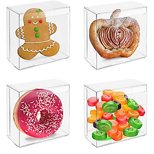 Vowcarol 4x4x1.5 Boxes Clear Sugar Cookies Containers, Wedding Favour Boxes Transparent Gift Boxes for Candy Chocolate Valentine - 50PCS