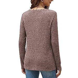 OFEEFAN Plus Size Tops for Women Dressy Fall Long Sleeve Crew Neck Light Sweaters Pink 3XL