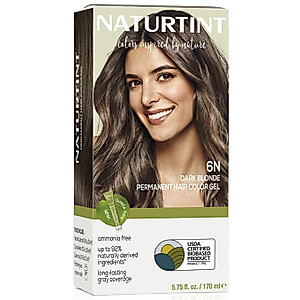 Naturtint 6N Dark Blonde Permanent Hair Color (Pack of 1), Ammonia Free, Vegan, Cruelty Free, up to 100% Gray Coverage, Long Lasting Results (Packaging may vary)