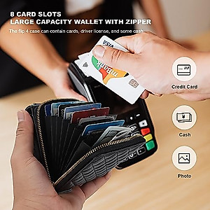 KIHUWEY for Samsung Galaxy Z Flip 5 Wallet Case, Crossbody Zipper Purse with Credit Card Slot Holder RFID Blocking PU Leather Adjustable Lanyard Detachable Strap Wrist for Women (Black)