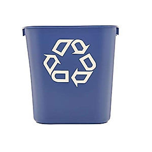 Rubbermaid Commercial Small Deskside Recycling Container, Rectangular, Plastic, 13 5/8 qt, Blue - one recycling container. by Rubbermaid Commercial
