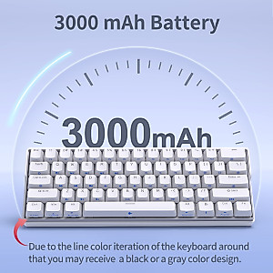 KEMOVE Snowfox DK61 60% Wireless Mechanical Gaming Keyboard, 2.4G/Type-C/Bluetooth, Hot Swappable RGB Backlit 61 Keys, Anti Ghosting/N-Key Rollover 3000mAH Battery, Brown Switch/White