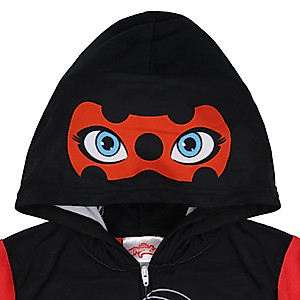 Komar Kids Miraculous Ladybug Girls Girl Power Full Zip Blanket Sleeper Hooded Pajama, 6 Black