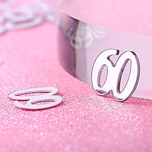 AMOSFUN 1200pcs Number 60 Sequins Confetti Plastic Confetti for 60th Birthday Party Anniversary Decoration(Silver)