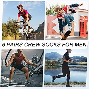 COOVAN Men's 6P-Pack Premium Athletic Crew Socks Men Thick Cushion Casual Work Sock With Moisture Wicking