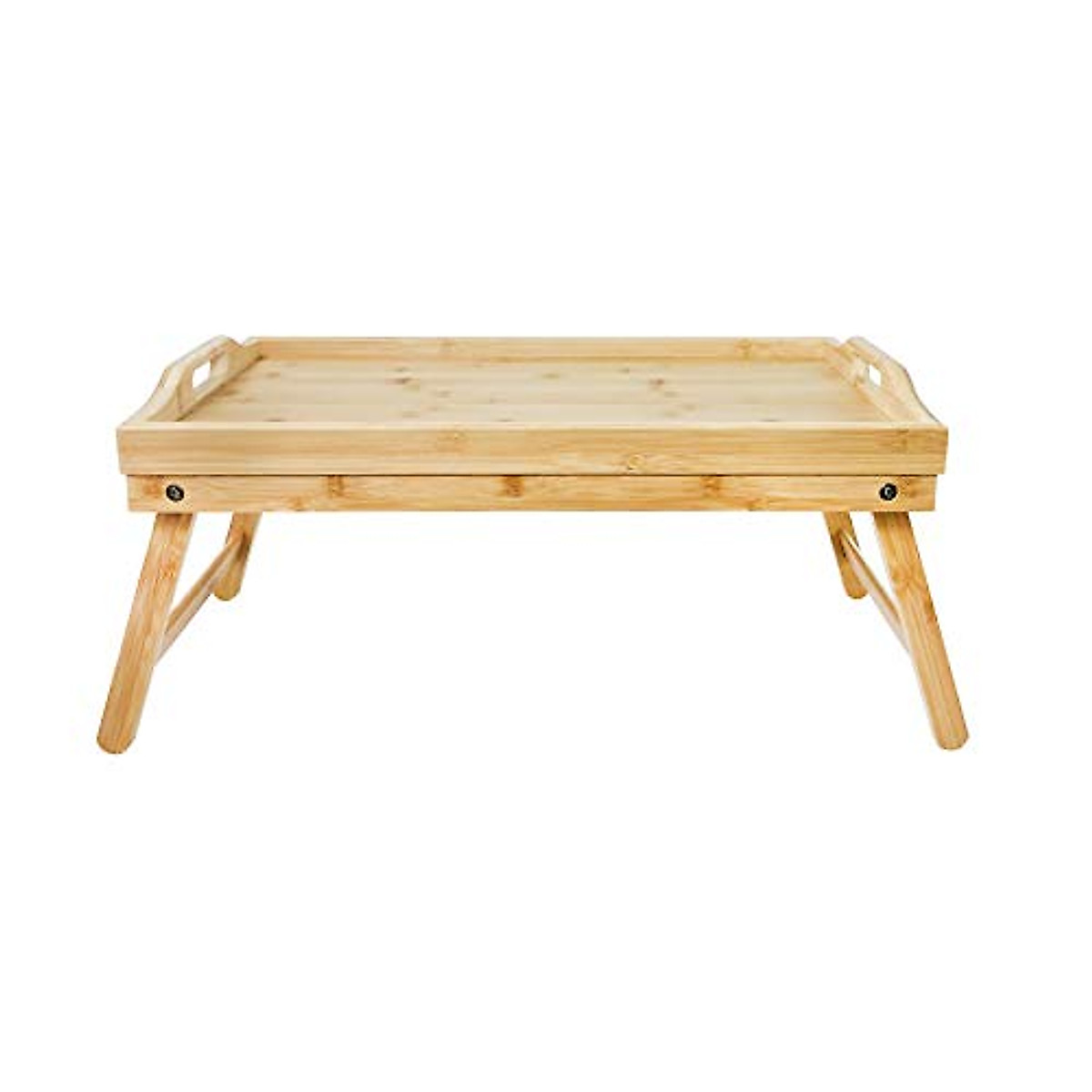 Essential Medical Supply Bamboo Bed and Lap Tray with Flip Up Top, Raised Edge and Handles, Tan