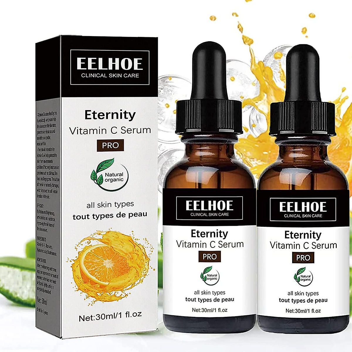 EELHOE Eternity Vitamin C Serum, Eelhoe Melanin Correcting Facial Serum, Eelhoe Collagen Boost Anti Aging Vitamin C Serum, Vitamin C Serum for Face with Hyaluronic Acid(2 PCS)
