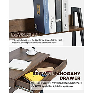 DEILALY 2 Tier Ladder Desk Computer Desk Escritorio para Computadora Desk Shelf Study Desk with Drawer Gaming Desk Study Table W31.5 PC Small Desk Metal Frame Home Office Bedroom