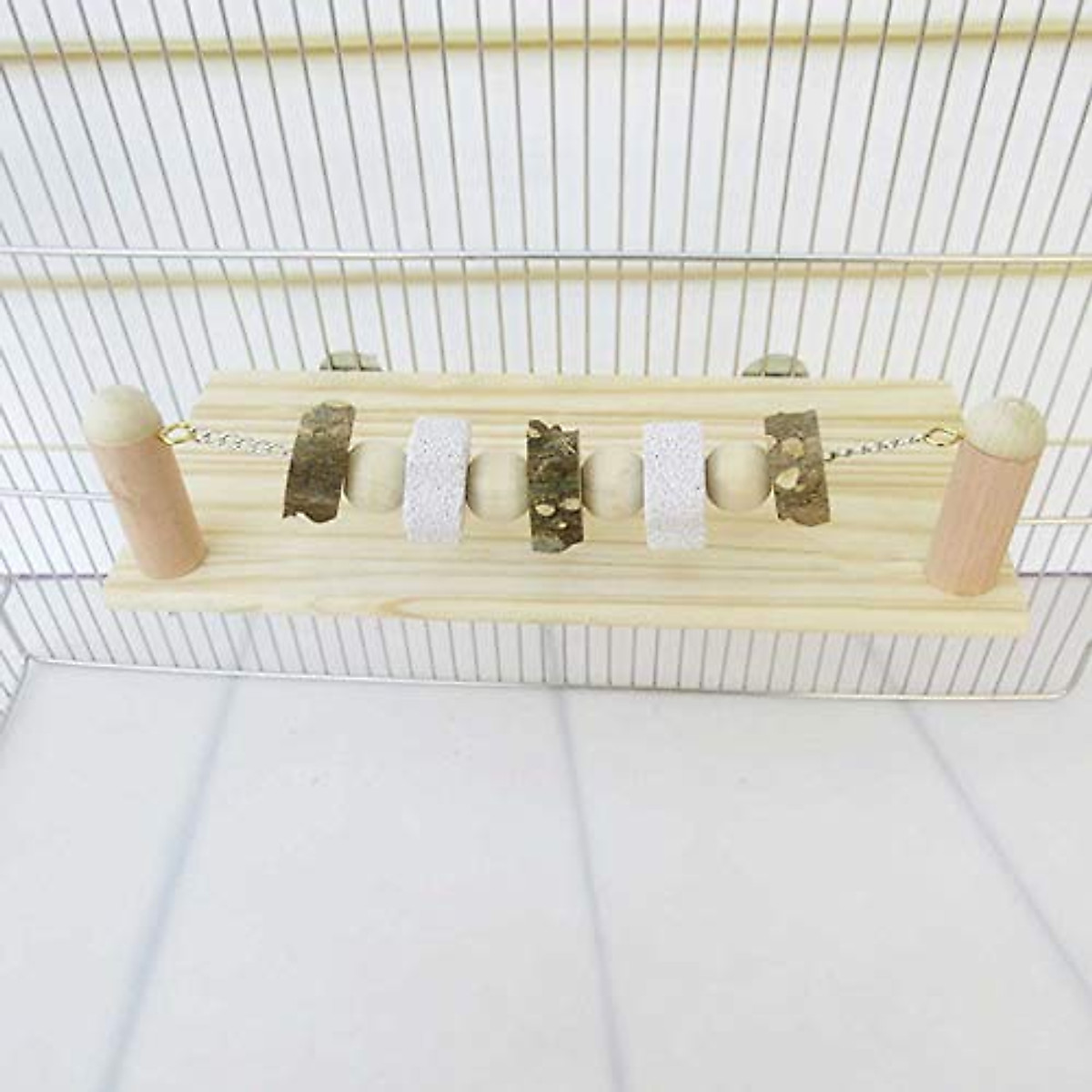 kathson Hamster Wood Ledge Platform Chewing Toys Chinchilla Cage Accessories Guinea Pig Teeth Grinding Lava Blocks Pet Molar Grass Cake Natural Apple Sticks for Mouse Rat Gerbil Dwarf Hamster 11PCS