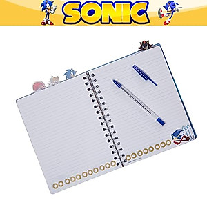 Innovative Designs Sonic the Hedgehog Tab Journal Notebook, Spiral Bound, 96 Lined Pages, 8 x 7 inches, Blue