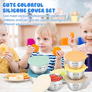 UKQRRTC 6Pcs Salad Dressing Containers 1.69 oz Small Salad Dressing Cups Stainless Steel Condiment Container with Silicone Lids Reusable Sauce Containers for School Kitchen Picnic Traveling (Style 2)