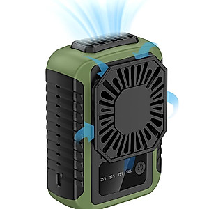 EaseHive 10000mAh Upgraded Waist Fan - Stepless Adjustable Speed, Rechargeable Neck Fan with over 24 hours Working time, 12000RPM Airflow, Cooling Fan with Lanyard, for Outdoor Scenario, Green