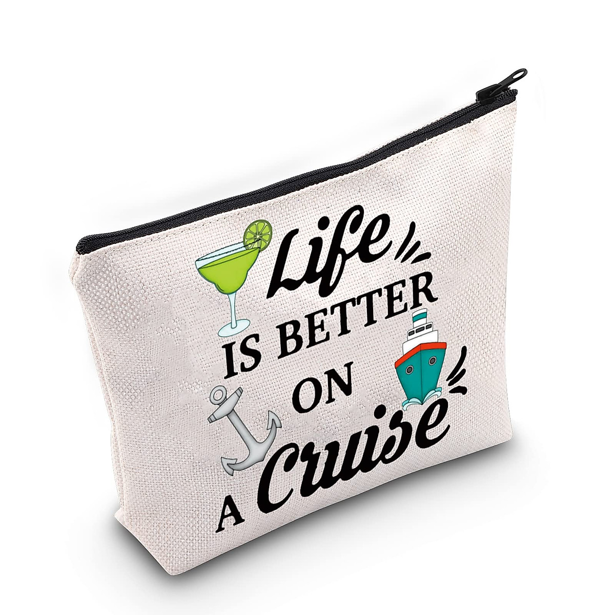 ZJXHPO Cruise Vacation Cosmetic Bag Life Is Better On A Cruise Makeup Bag With Zipper Summer Vacation Travel Case Beach Life Gift (Cruise)
