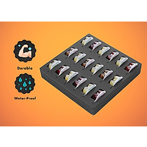 Polar Whale Cocktail Capsule Drawer Organizer Tray Insert Compatible with Bartesian for Kitchen Home Bar Party Waterproof Washable Black Foam 18 Compartment 12.5 x 12.5 Inches