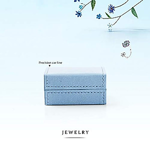 Oirlv Blue Leather Double Rings Box Couple Rings Bearer Case for Wedding,Proposal,Engagement.