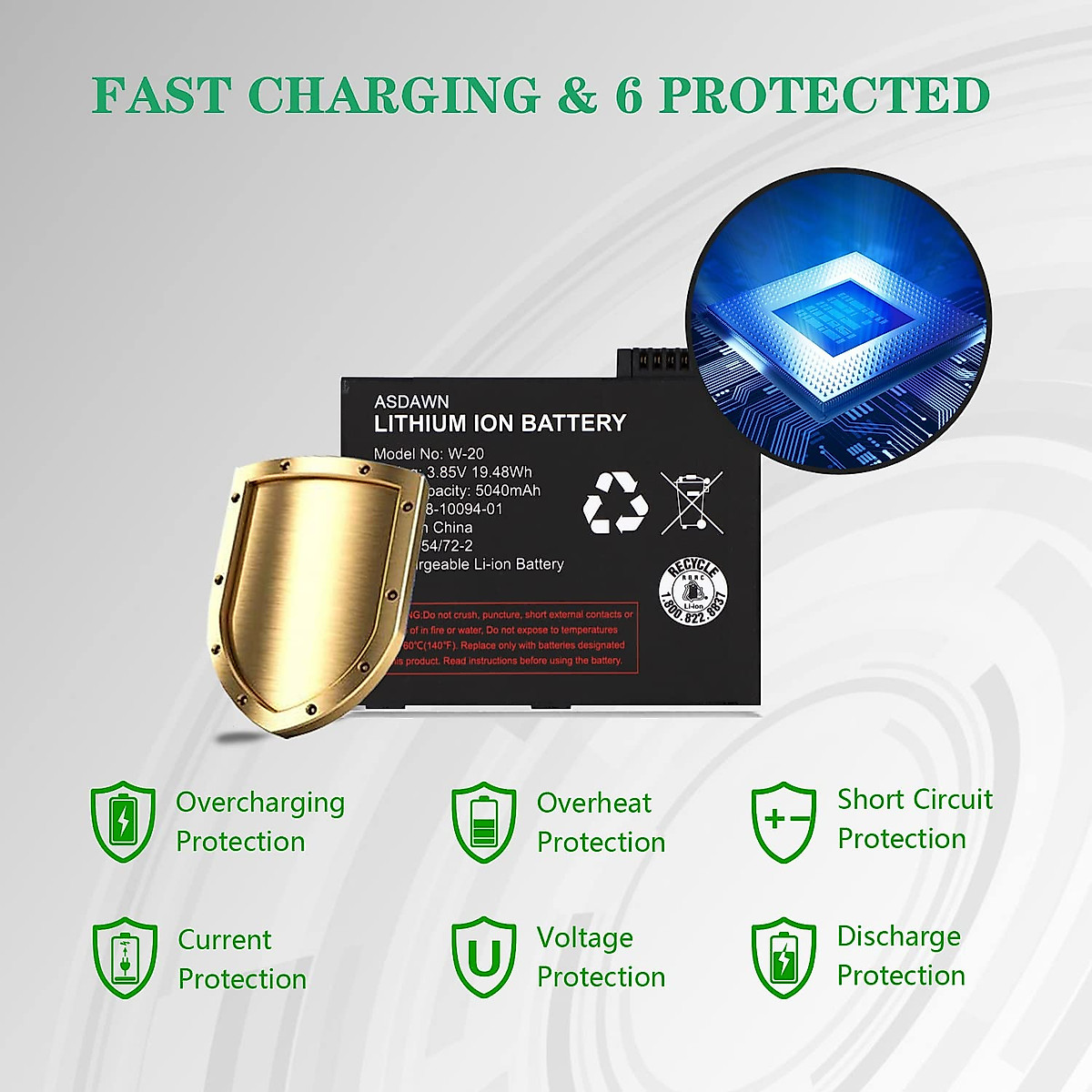 5040mAh W-20 Battery Replacement for Netgear Nighthawk 5G WiFi 6 Mobile Hotspot, AT&T Netgear Nighthawk M5 MR5000 MR5100 MR5200 MR5200-100EUS Mobile Hotspot Router, Model No: W-20